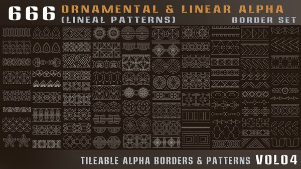 3D 666-ornamental linear alpha lineal patterns-Vol04 - TurboSquid 2039139