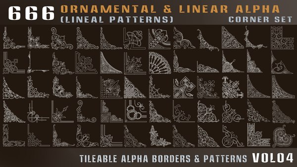 3D 666-ornamental linear alpha lineal patterns-Vol04 - TurboSquid 2039139