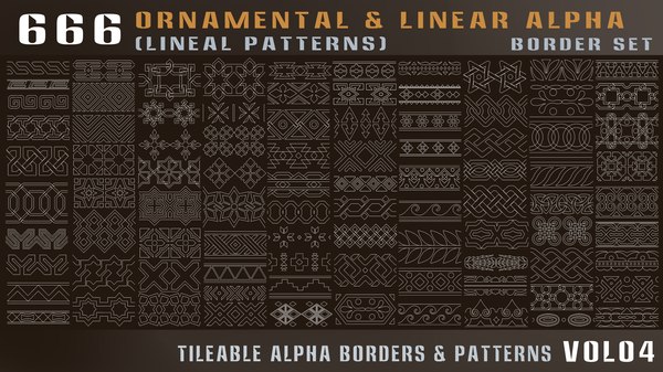 3D 666-ornamental linear alpha lineal patterns-Vol04 - TurboSquid 2039139