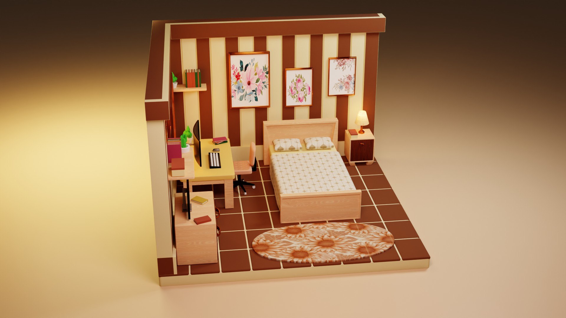 3d Isometric Bedroom Design Model Turbosquid 2208293