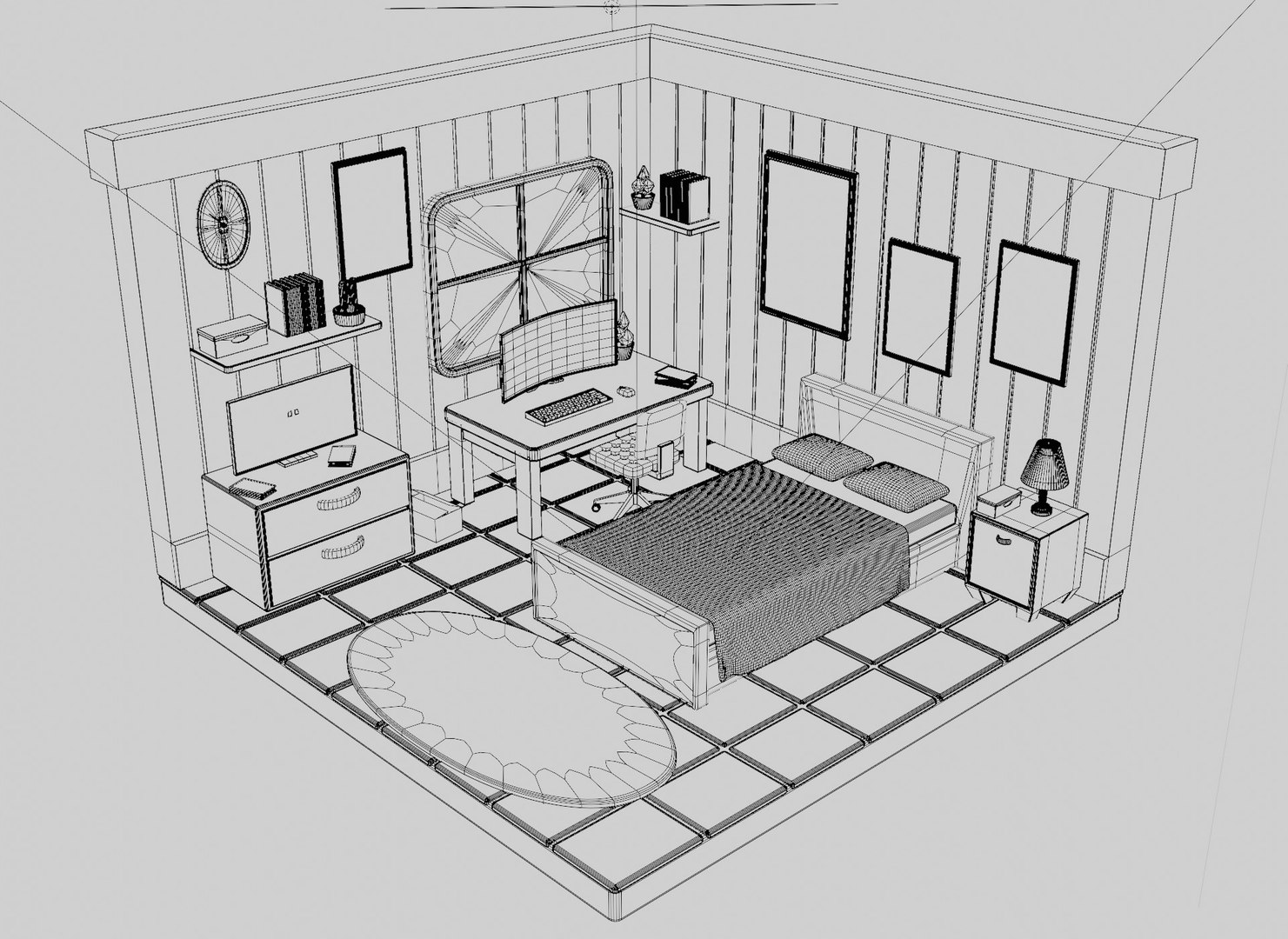 3d Isometric Bedroom Design Model Turbosquid 2208293 