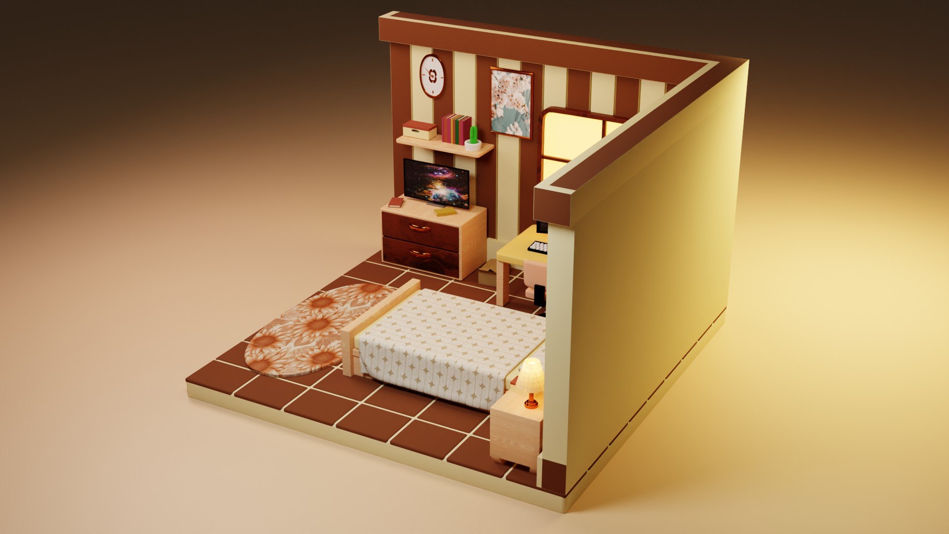 3d Isometric Bedroom Design Model Turbosquid 2208293 