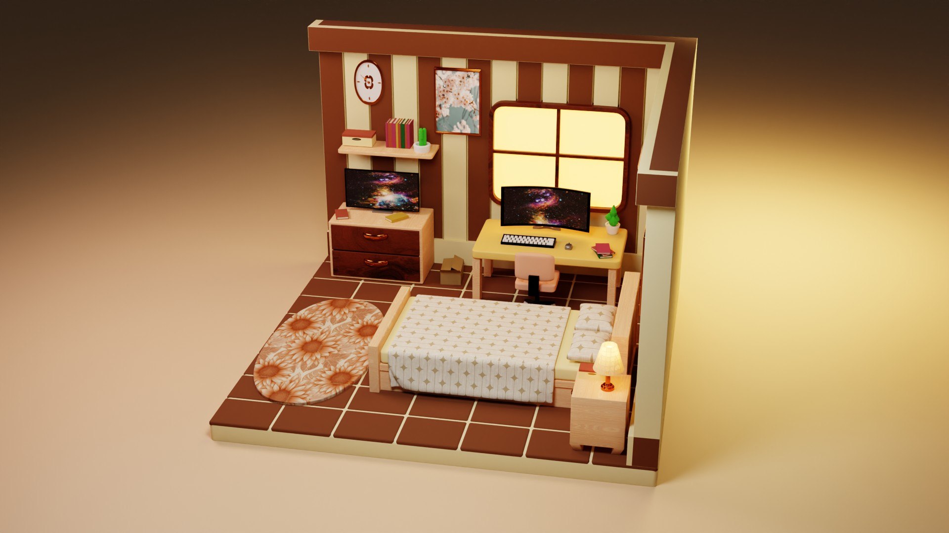 3D Isometric Bedroom Design Model - TurboSquid 2208293