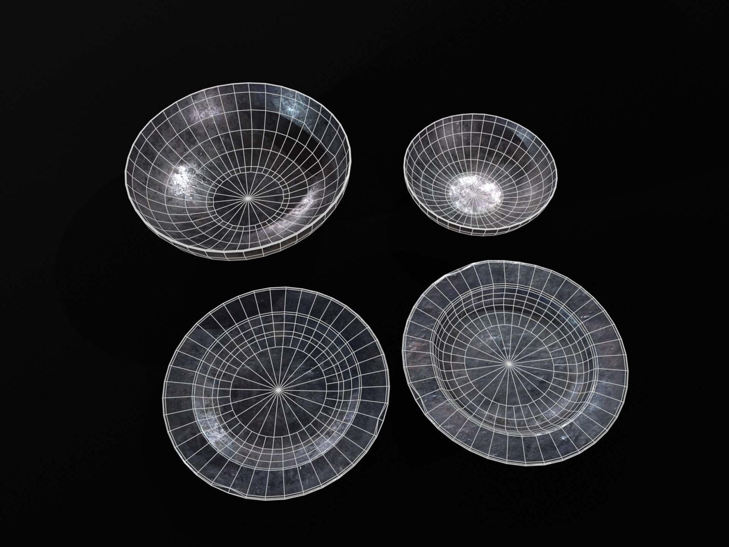 3D Medieval Iron Dishes Set model - TurboSquid 2118437