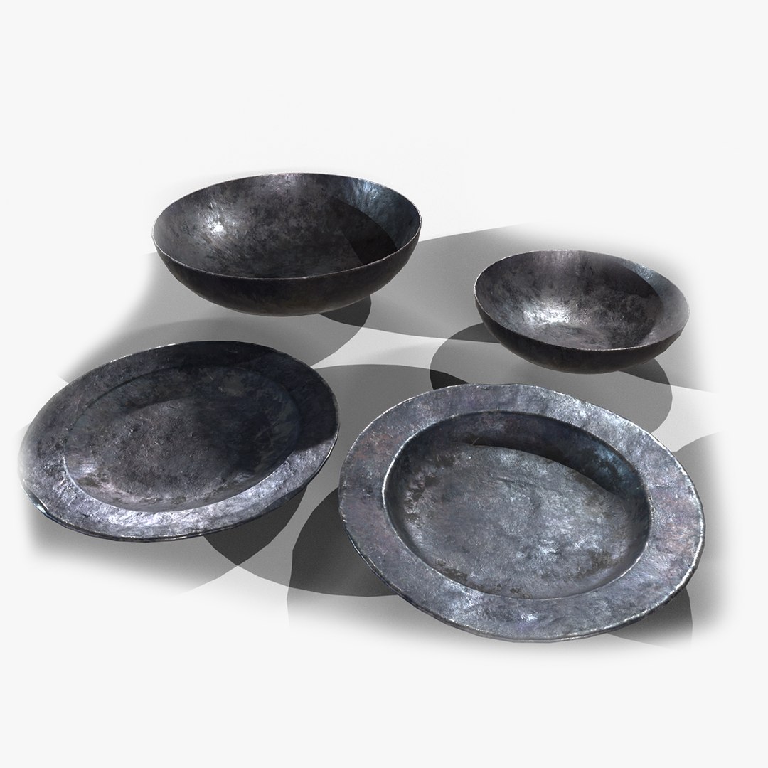 3D Medieval Iron Dishes Set model - TurboSquid 2118437