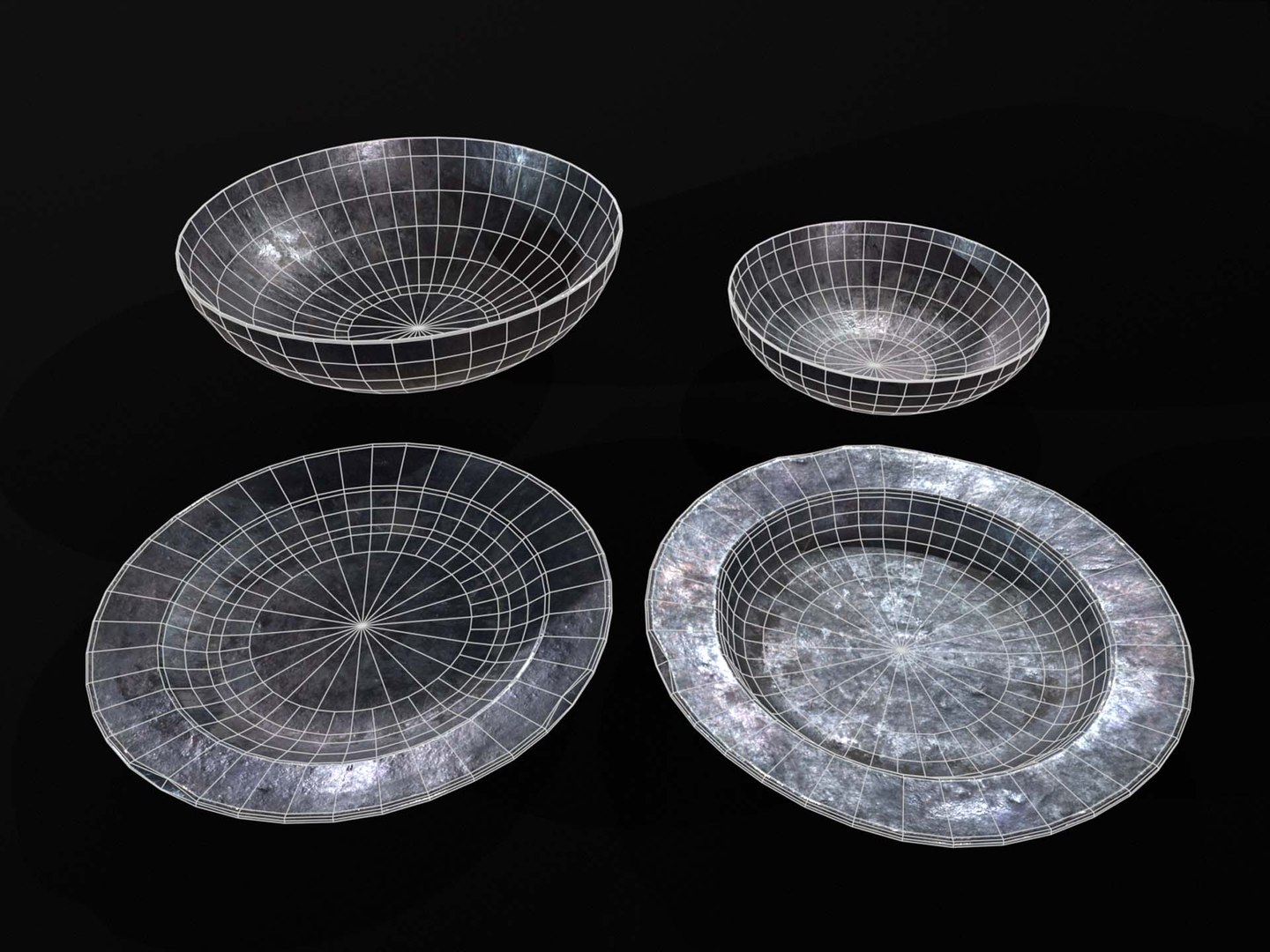 3D Medieval Iron Dishes Set model - TurboSquid 2118437