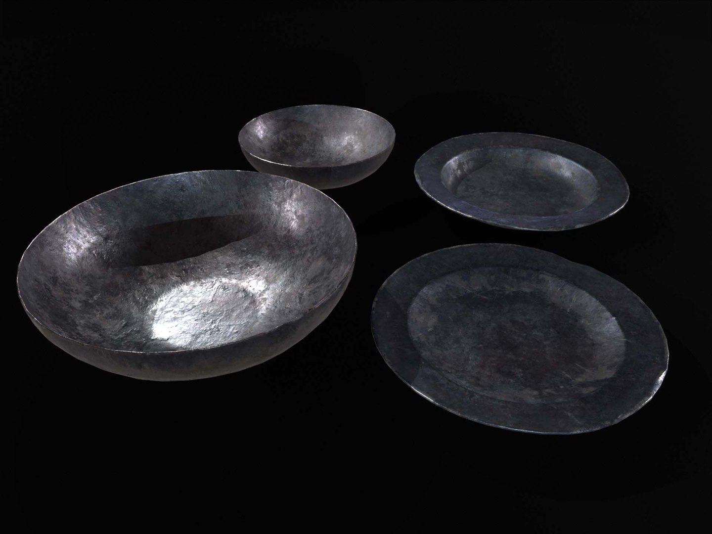 3D Medieval Iron Dishes Set model - TurboSquid 2118437