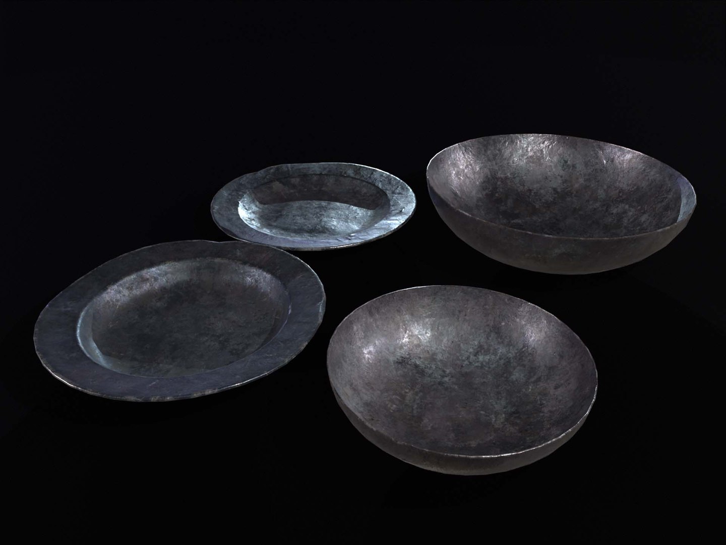 3D Medieval Iron Dishes Set model - TurboSquid 2118437