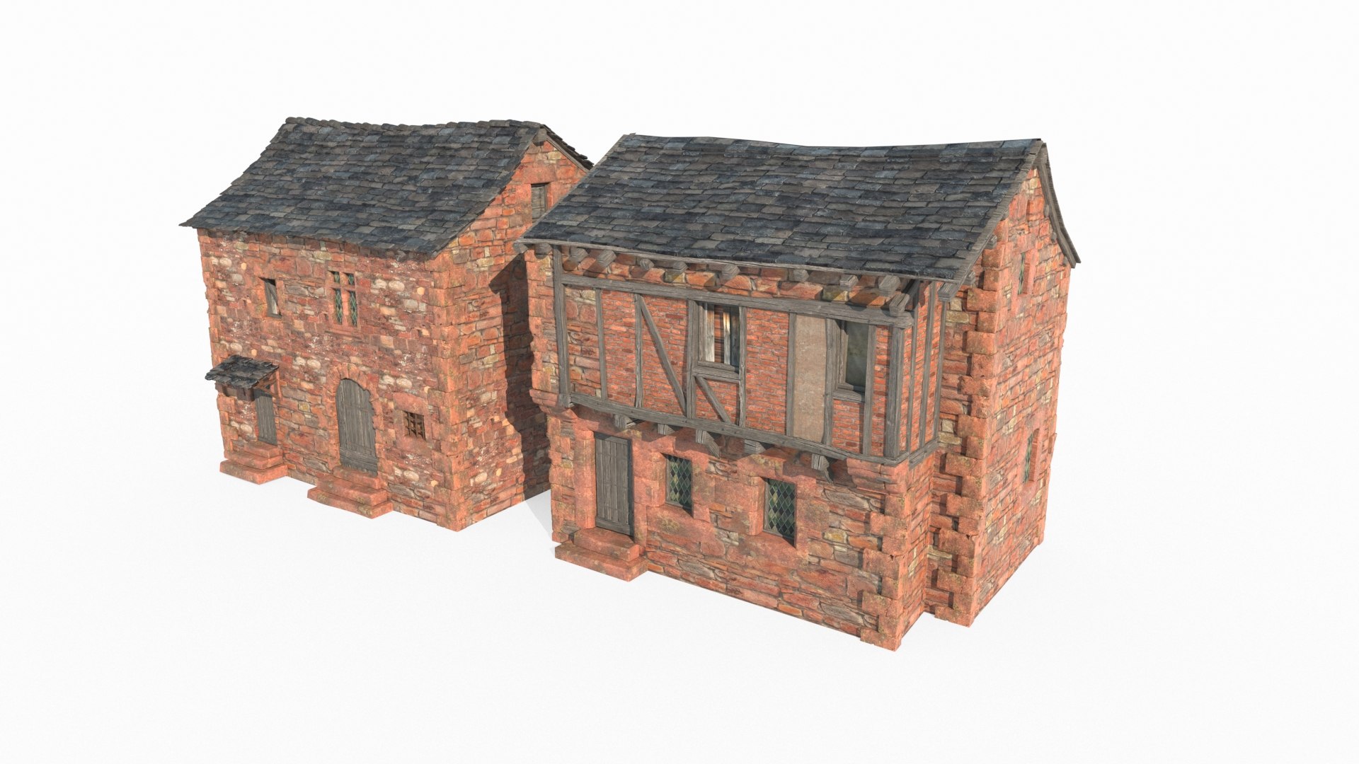 Medieval Red Brick Buildings 3D Model - TurboSquid 2342709