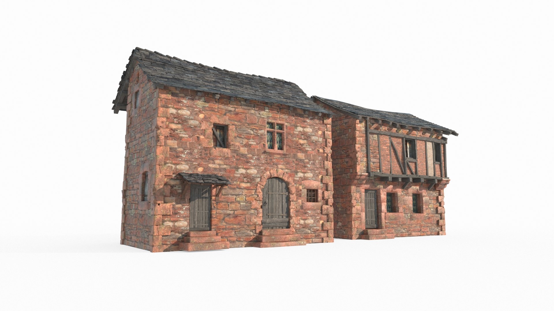 Medieval Red Brick Buildings 3D Model - TurboSquid 2342709