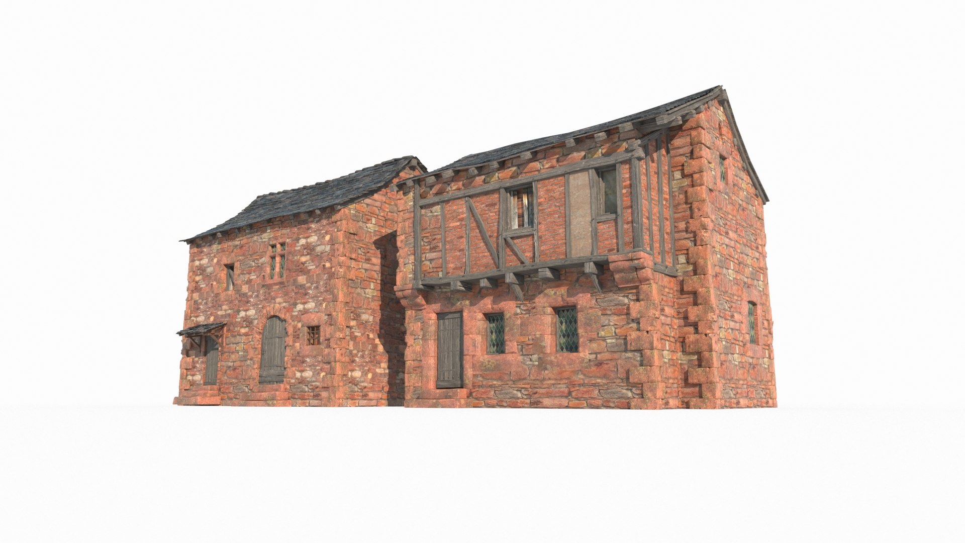 Medieval Red Brick Buildings 3D Model - TurboSquid 2342709