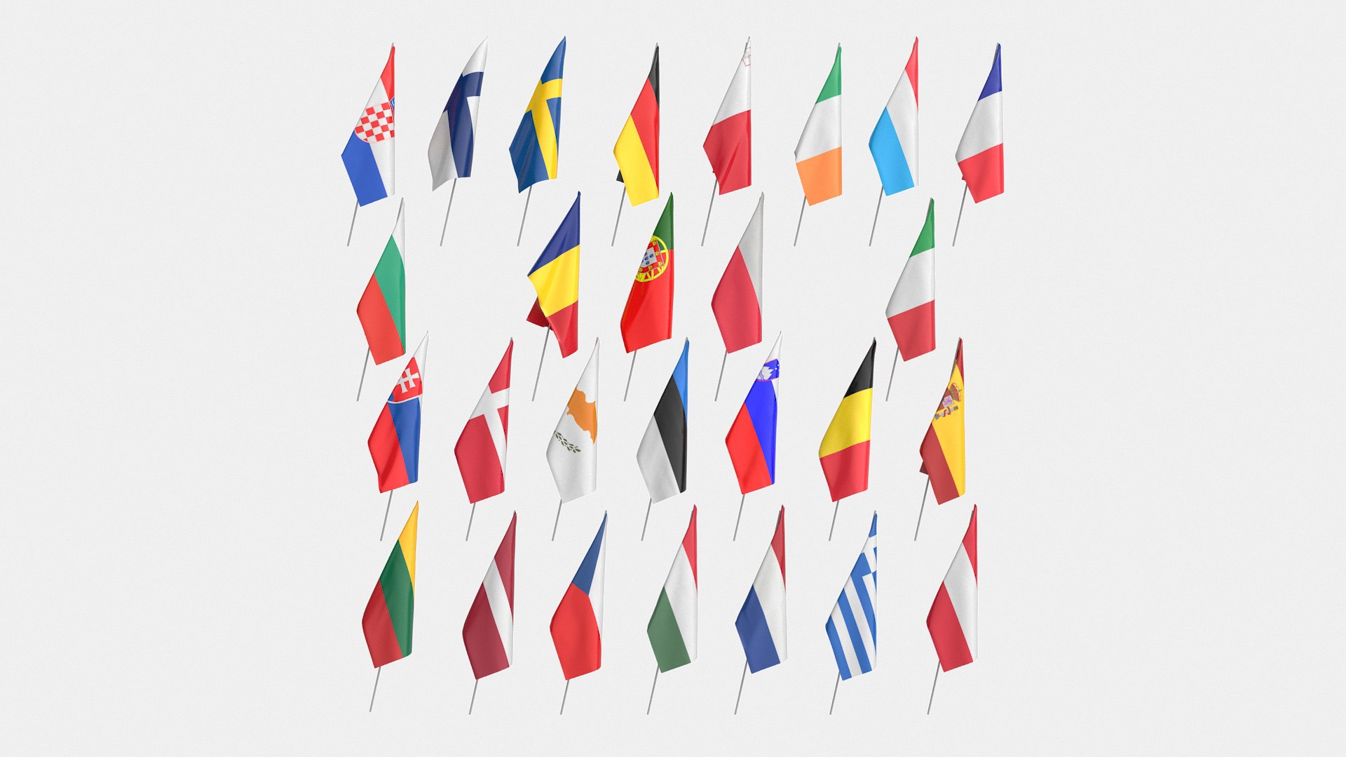 European National Flags Set 3D - TurboSquid 2318331