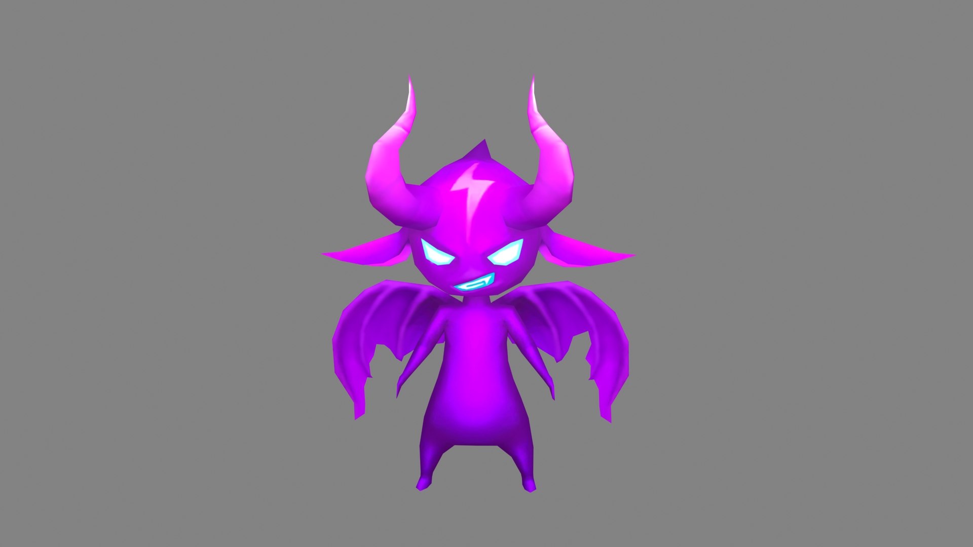 modelo 3d Caricatura de diablo morado con cuernos - TurboSquid 2266916