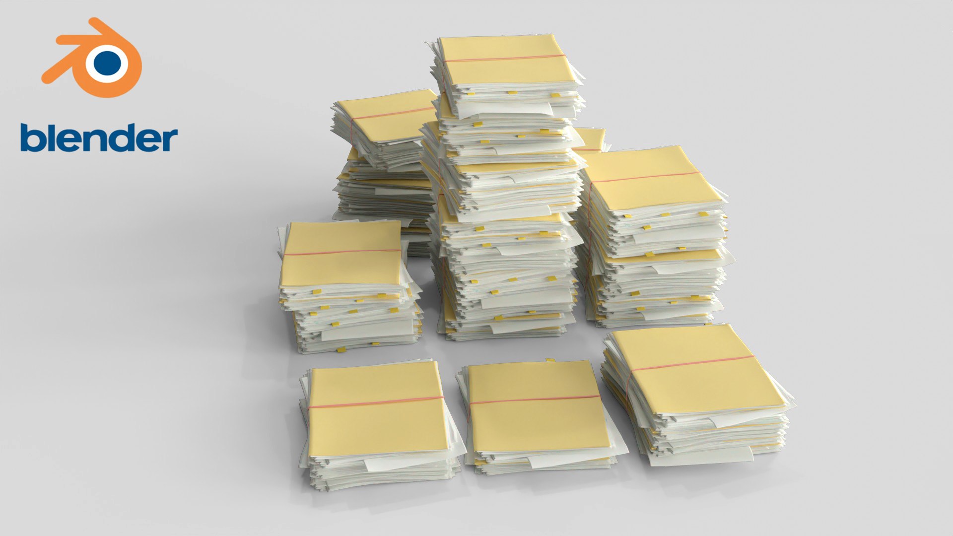 3D model Pile of Paper Files Archive stack Set of 3 - TurboSquid 2117918