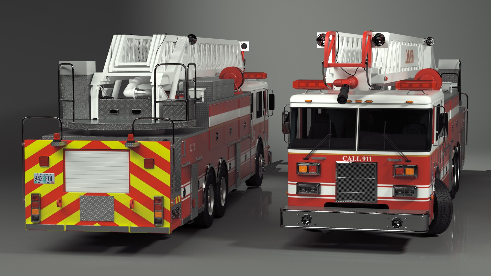 Rear Mount Ladder Fire Truck Rigged for Maya model - TurboSquid 2137658
