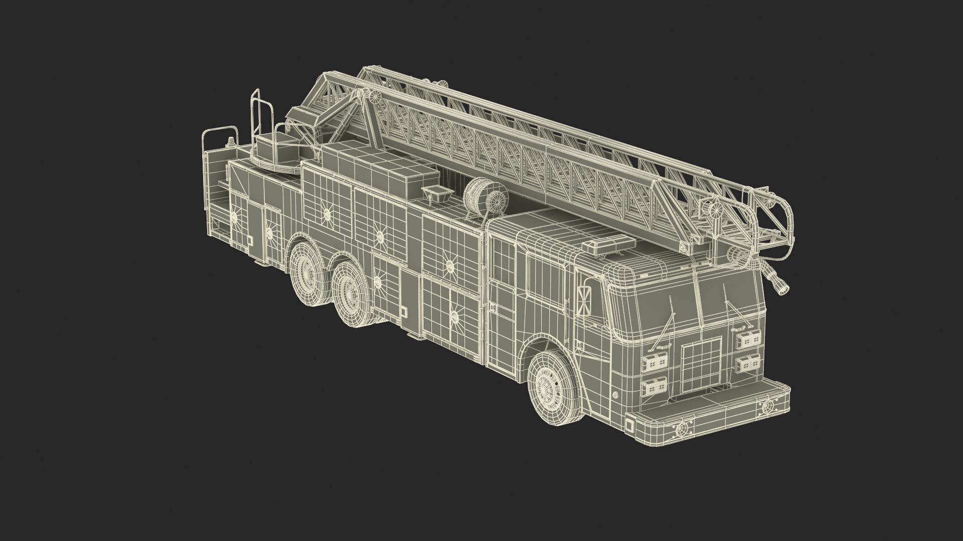 Rear Mount Ladder Fire Truck Rigged For Maya Model - TurboSquid 2137658