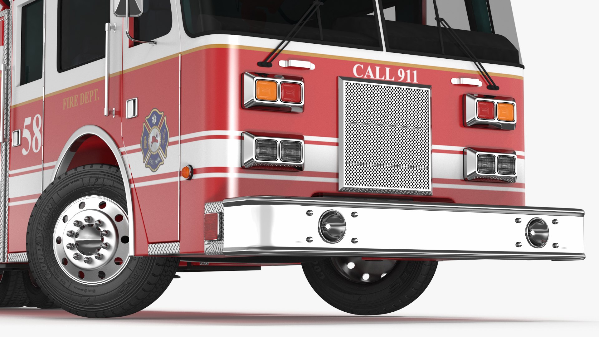 Rear Mount Ladder Fire Truck Rigged for Maya model - TurboSquid 2137658