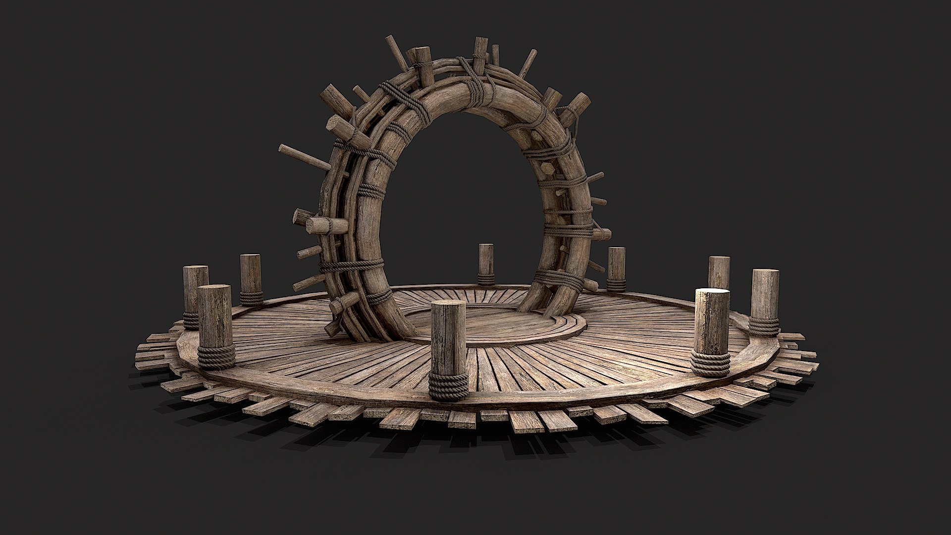 3D Medieval Wooden Circular Platform Arena 1 - TurboSquid 2360314