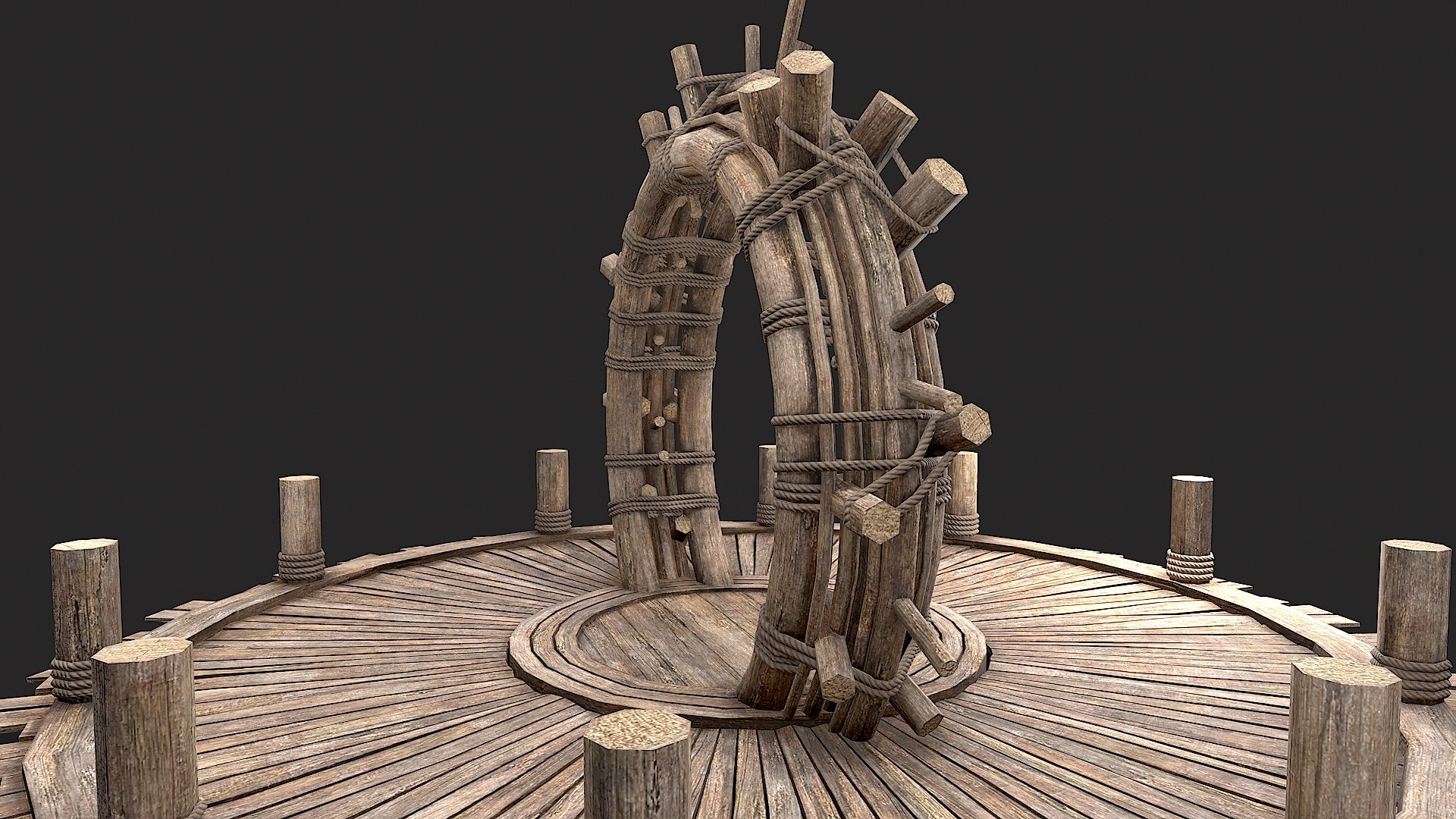 3D Medieval Wooden Circular Platform Arena 1 - TurboSquid 2360314