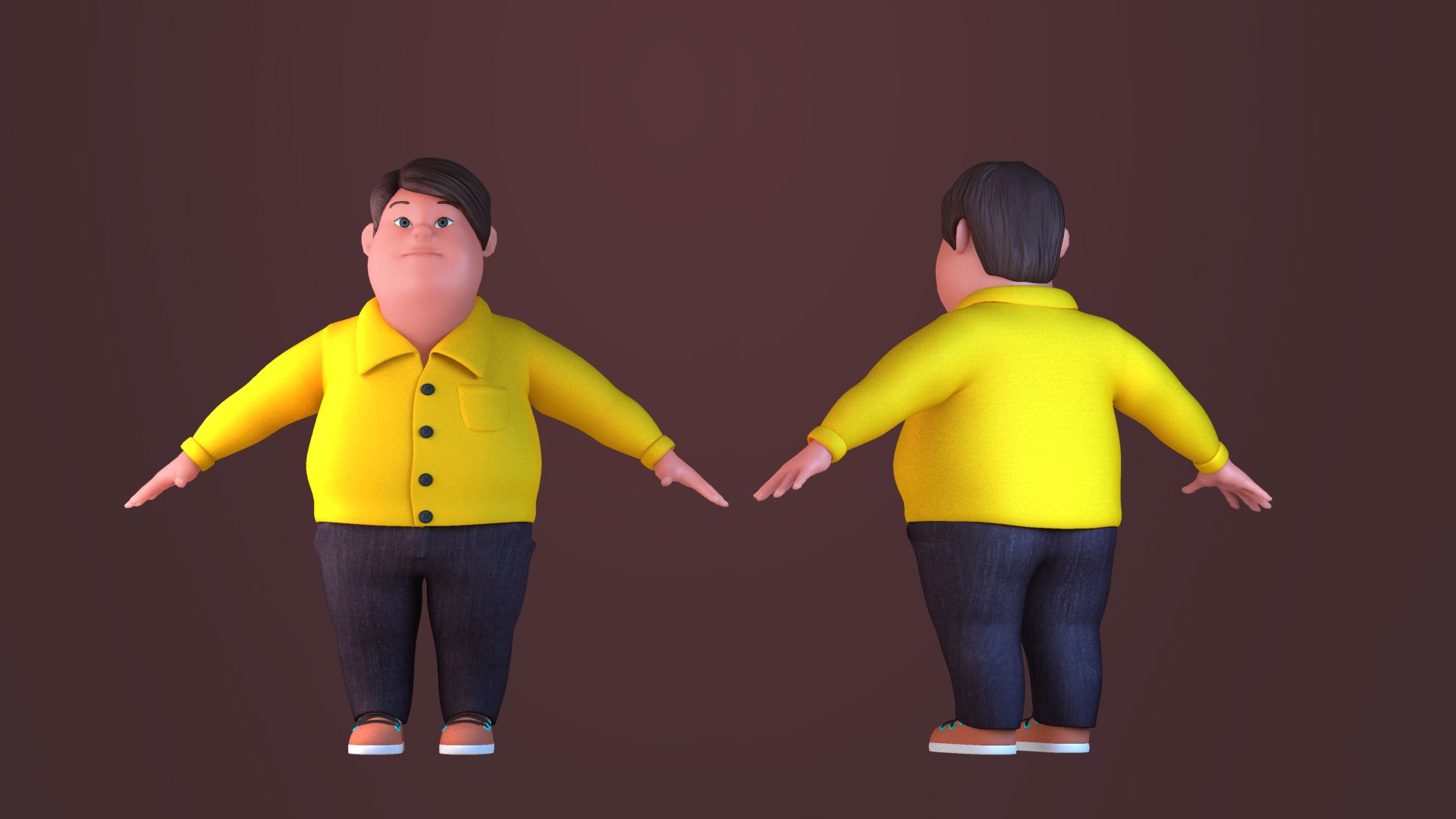 Animated characters Little Fat Boys students passersby school 3D ...