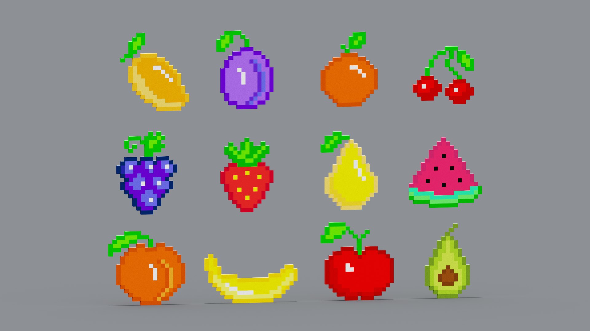 Pixel Fruits Set 3D Model - TurboSquid 2021272