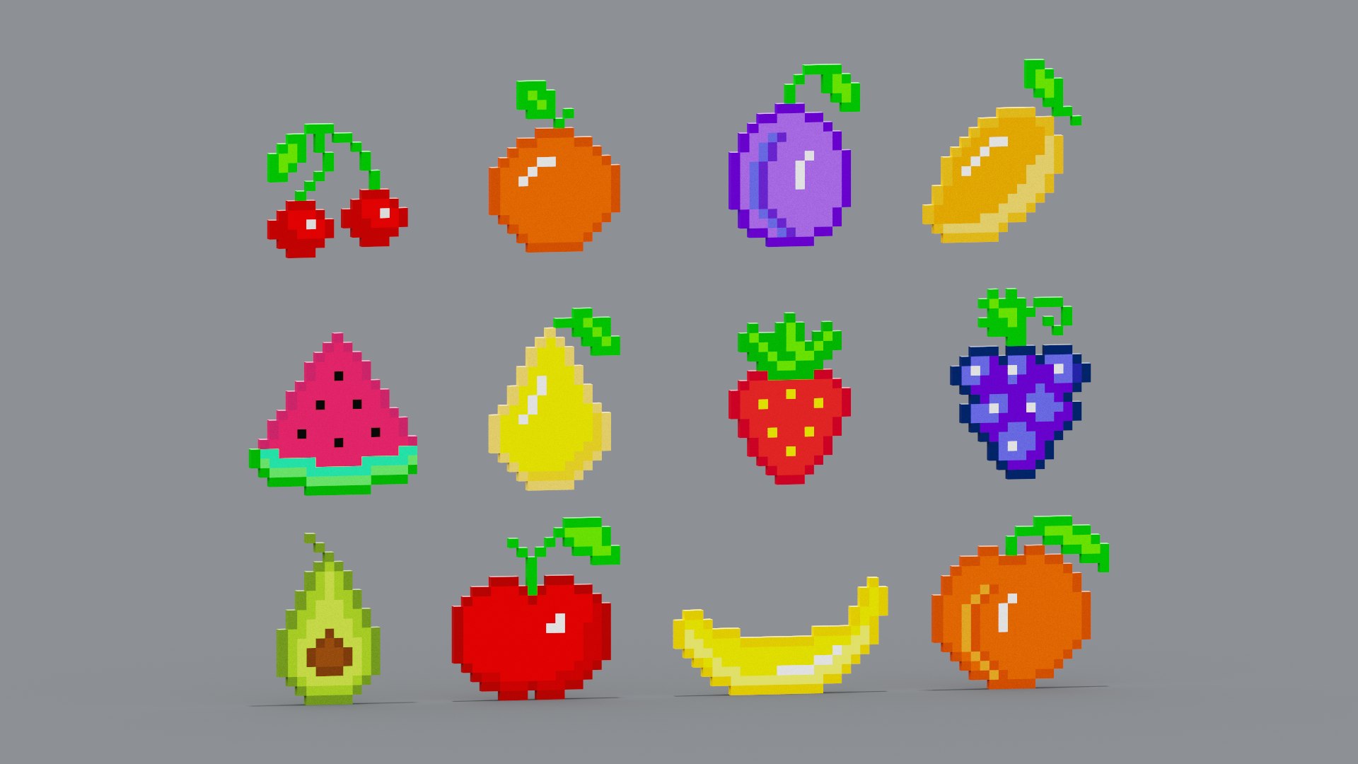 Pixel Fruits Set 3D Model - TurboSquid 2021272