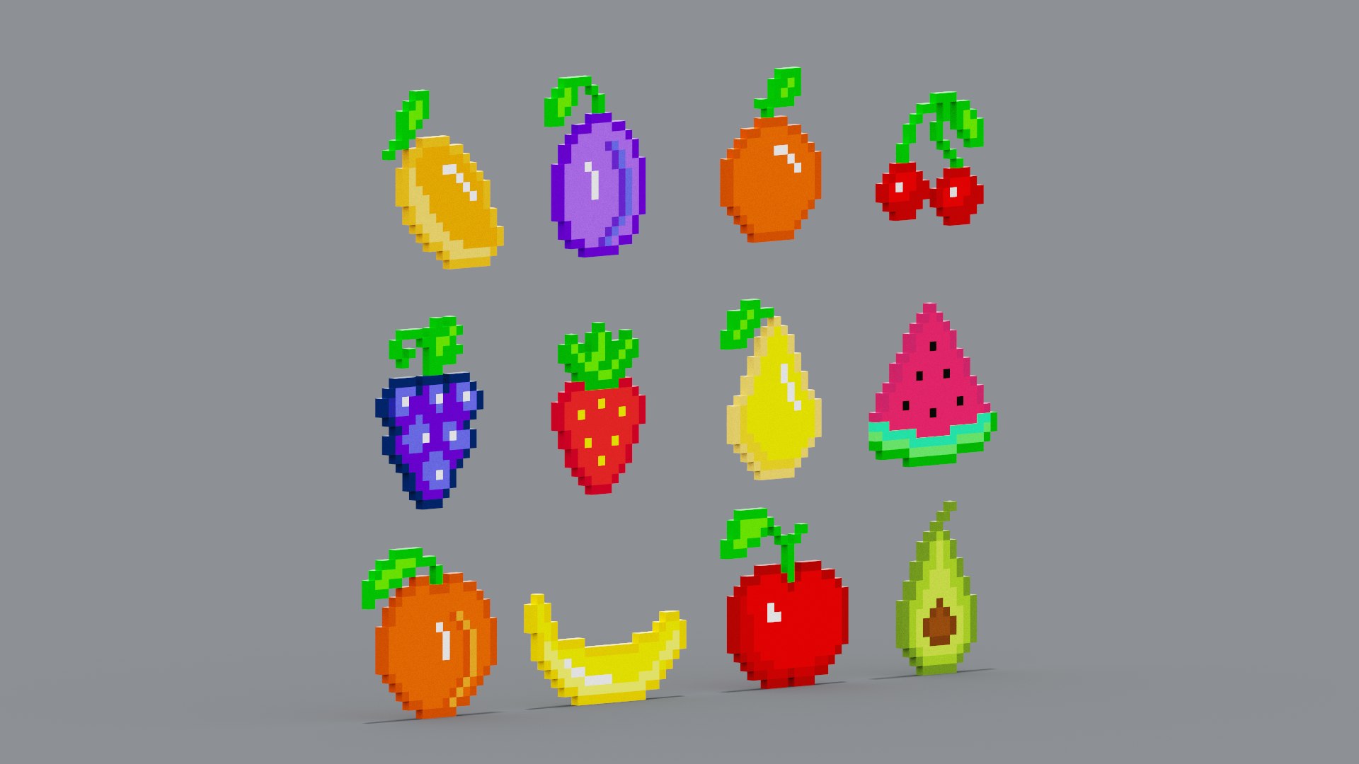 Pixel Fruits Set 3D Model - TurboSquid 2021272