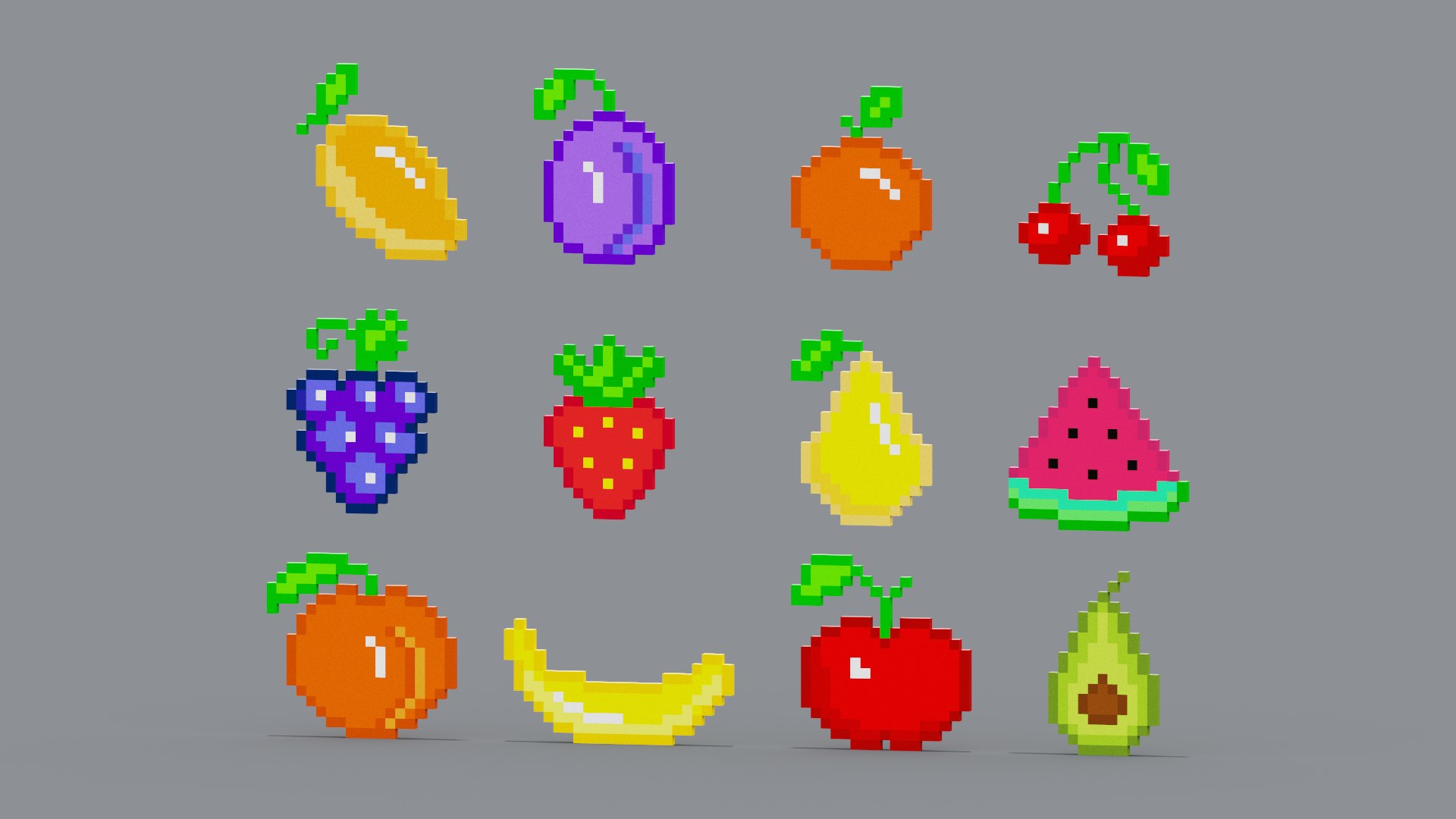 Pixel Fruits Set 3D Model - TurboSquid 2021272