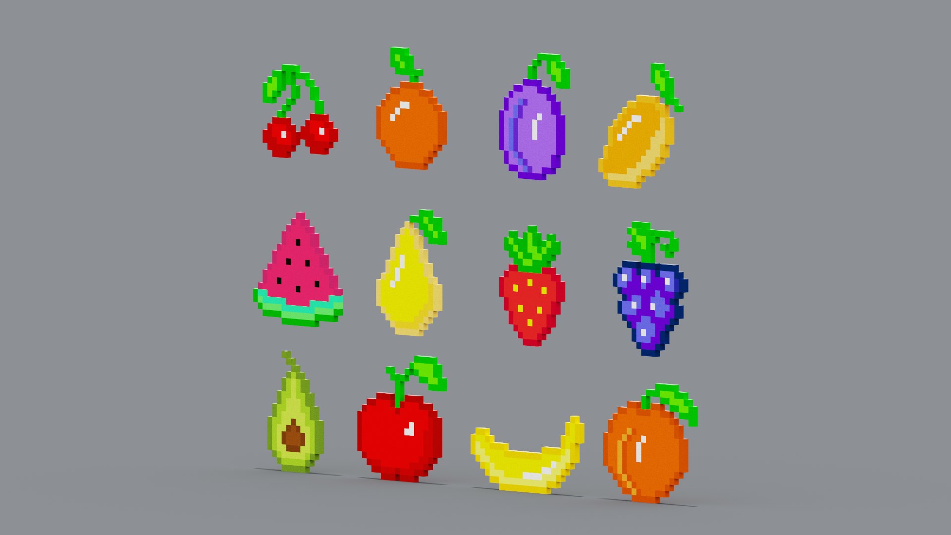 Pixel Fruits Set 3D Model - TurboSquid 2021272