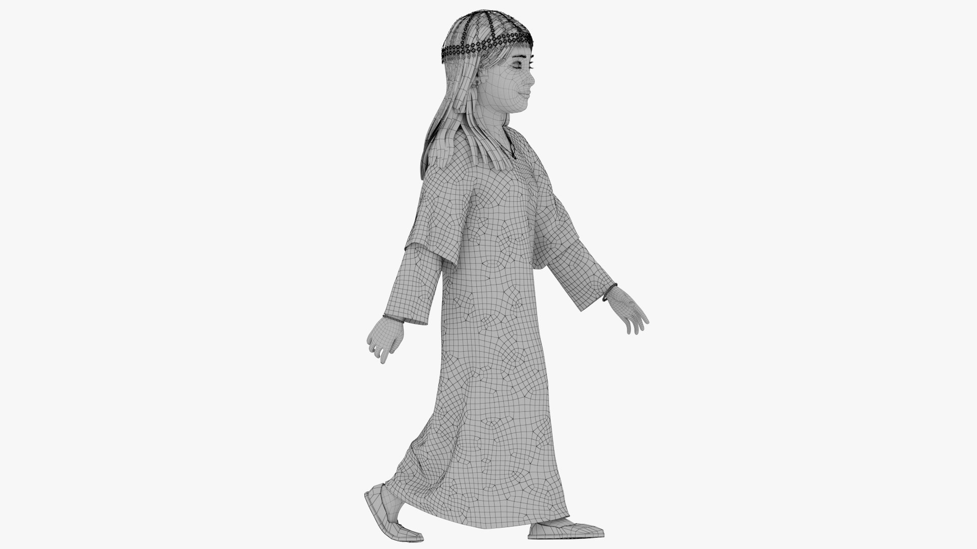 3D Arab Traditional Girl Walking Model - TurboSquid 2199728