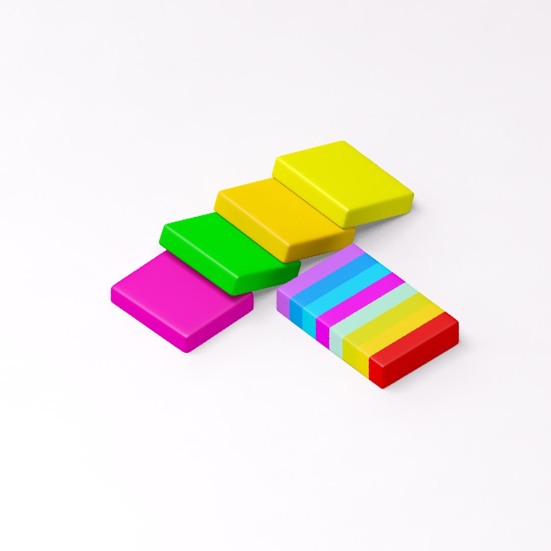 Rainbow Eraser Set 3d Model
