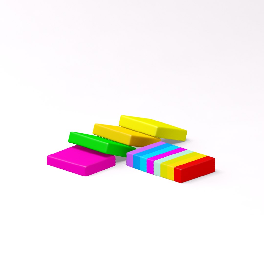 Rainbow Eraser Set 3d Model