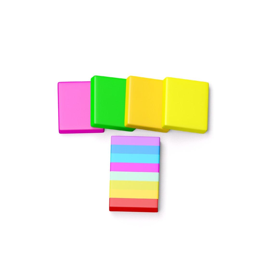 Rainbow Eraser Set 3d Model