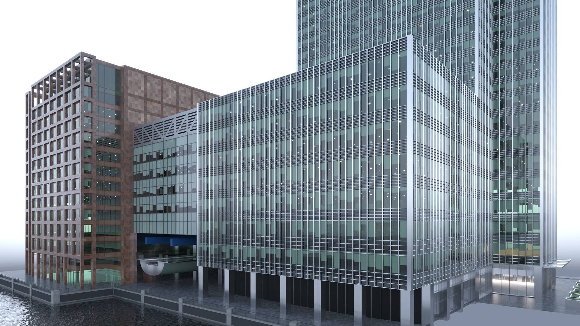 JP Morgan Heron Quays Morgan Stanley Buildings 3D Model - TurboSquid ...