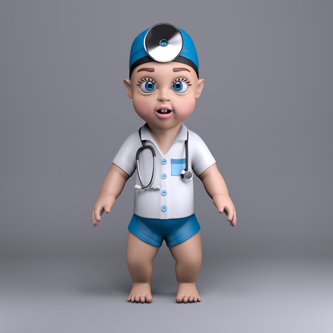 Baby Character Little Doctor 3d Obj