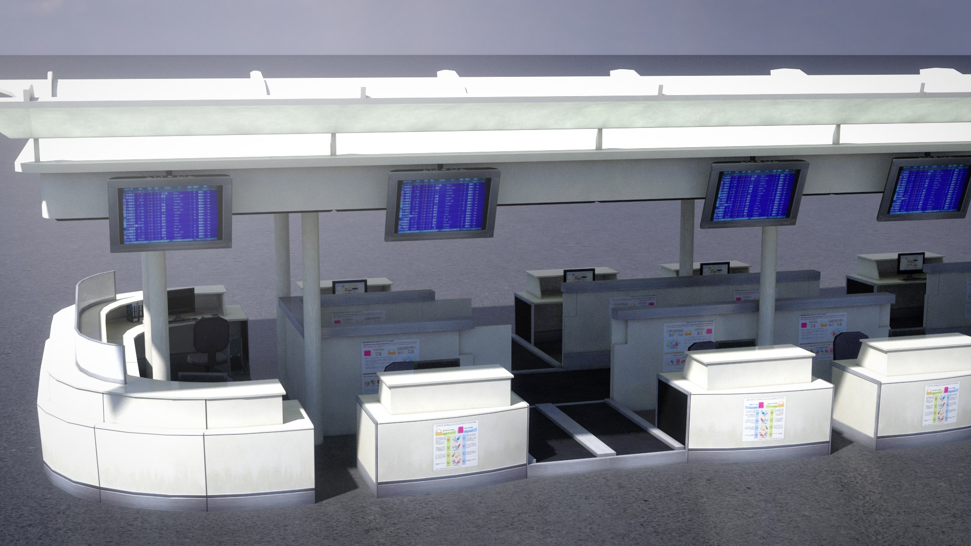 Airport Check In Counter 3D Model - TurboSquid 2310857