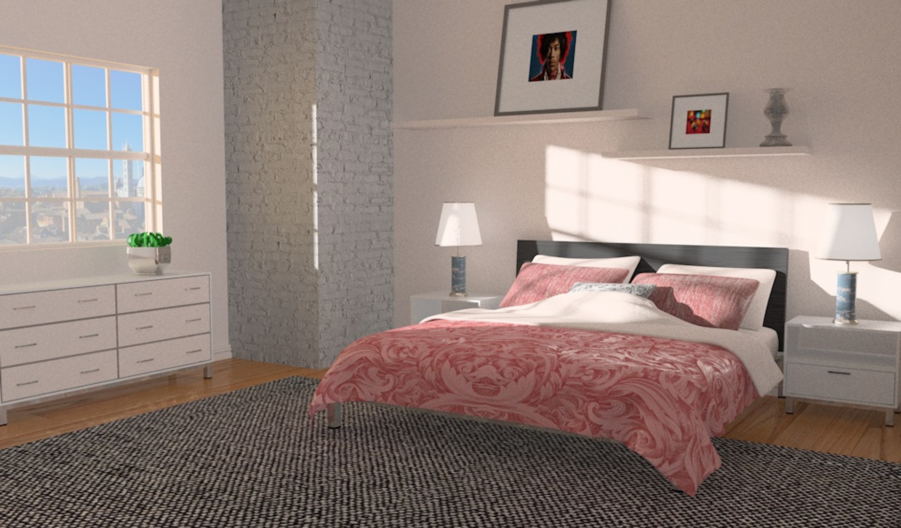 3d model simple bedroom