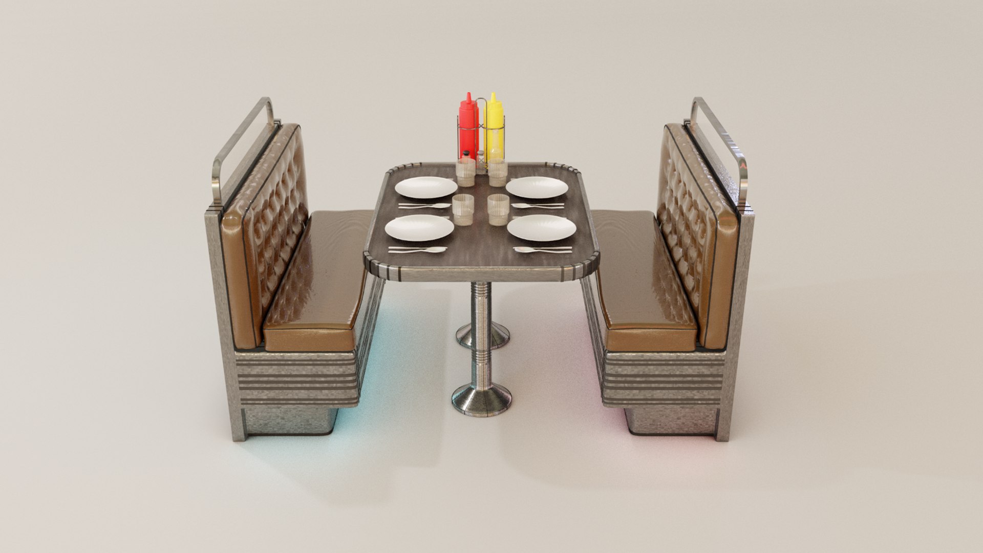 3D Diner Booth Model - TurboSquid 2275171
