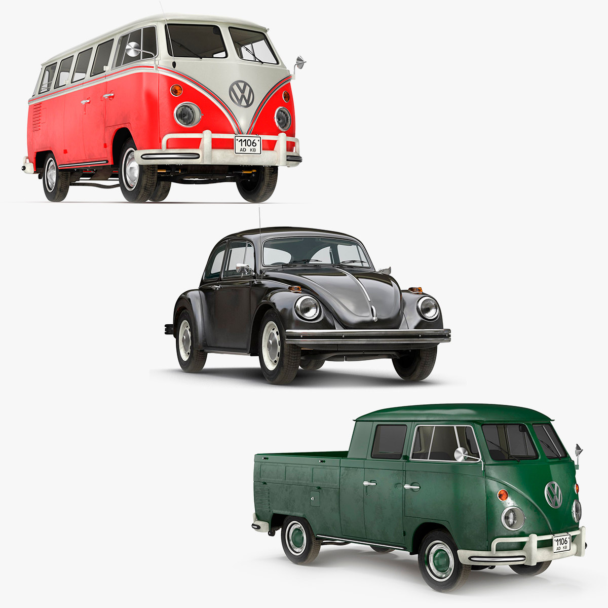 modelo 3d Colección de coches retro de Volkswagen 2 - TurboSquid 2306130