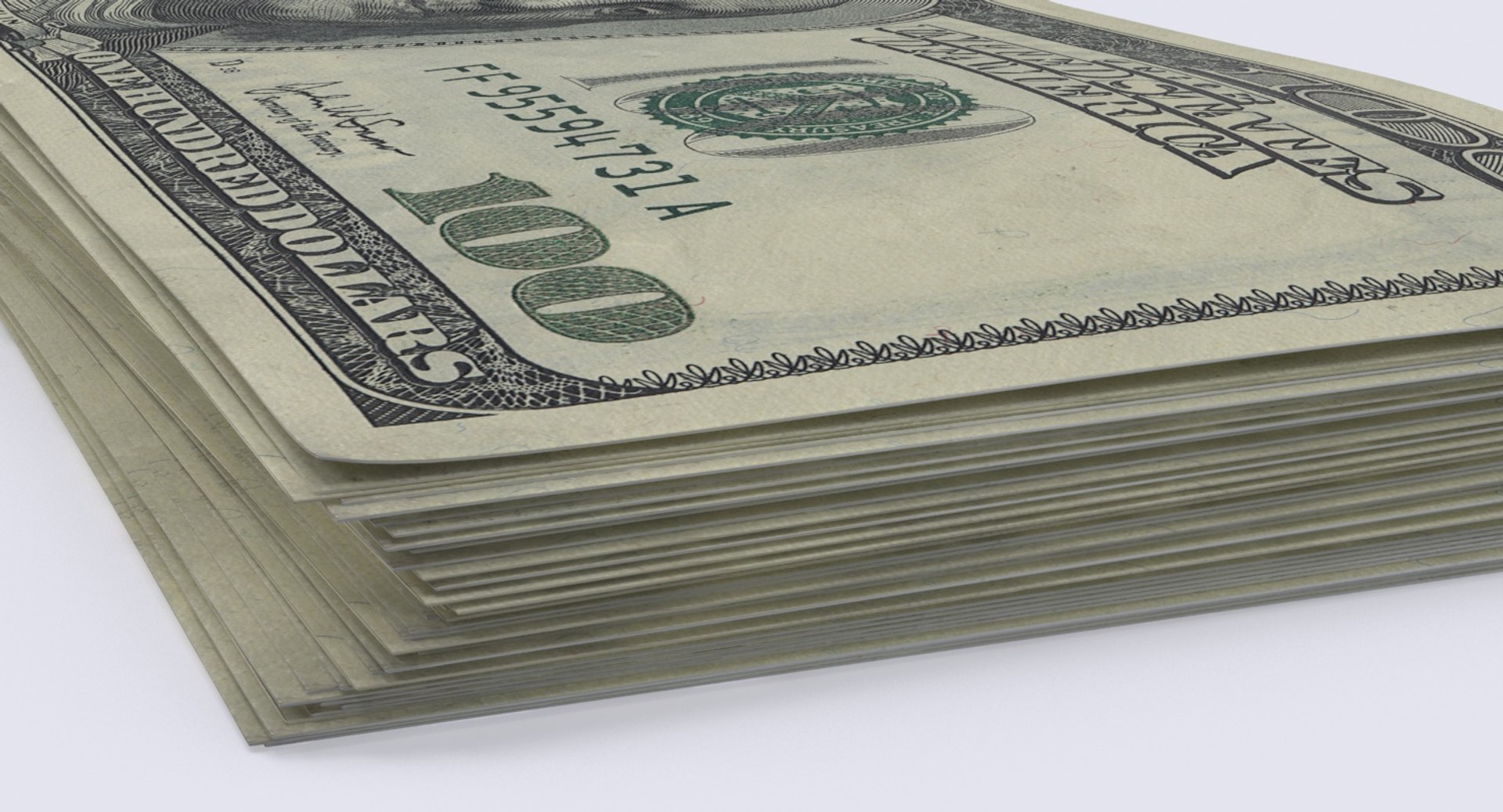 100 dollar bill stack 3d max