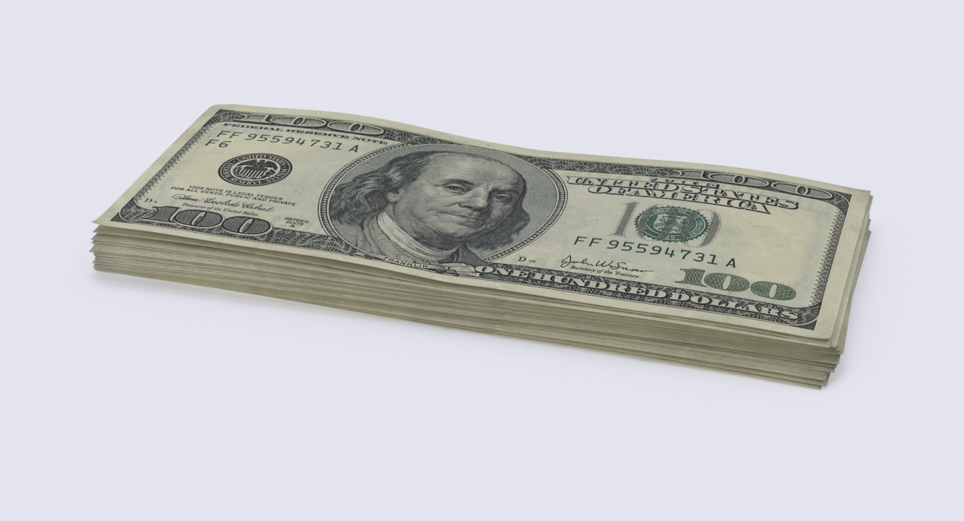 100 dollar bill stack 3d max