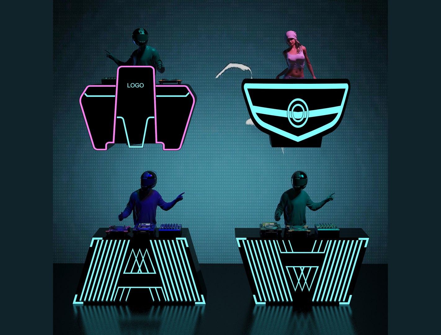 Performer DJ Plays Disc KTV Modern Stage Concert Beauty Handsome Guy ...