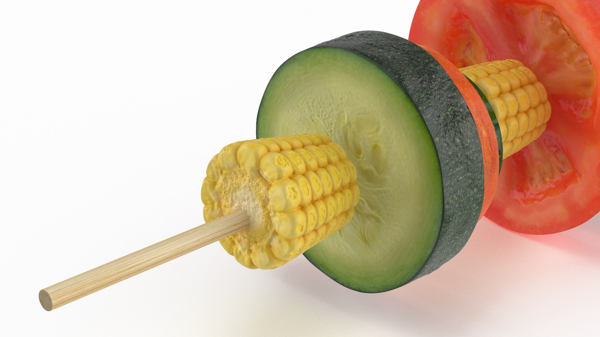 Vegetables On Wooden Skewer 3D Model - TurboSquid 2381703