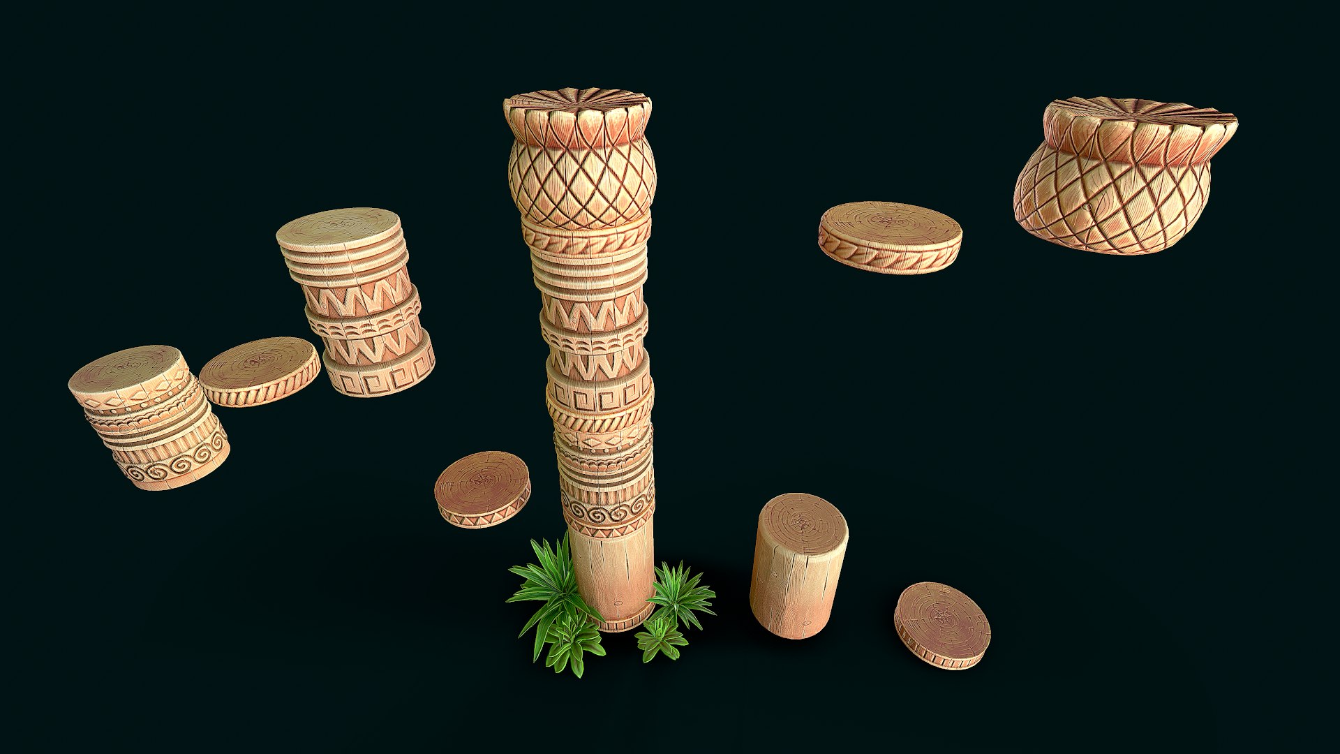 Stylized Wood Modular Pole Model - TurboSquid 2162737