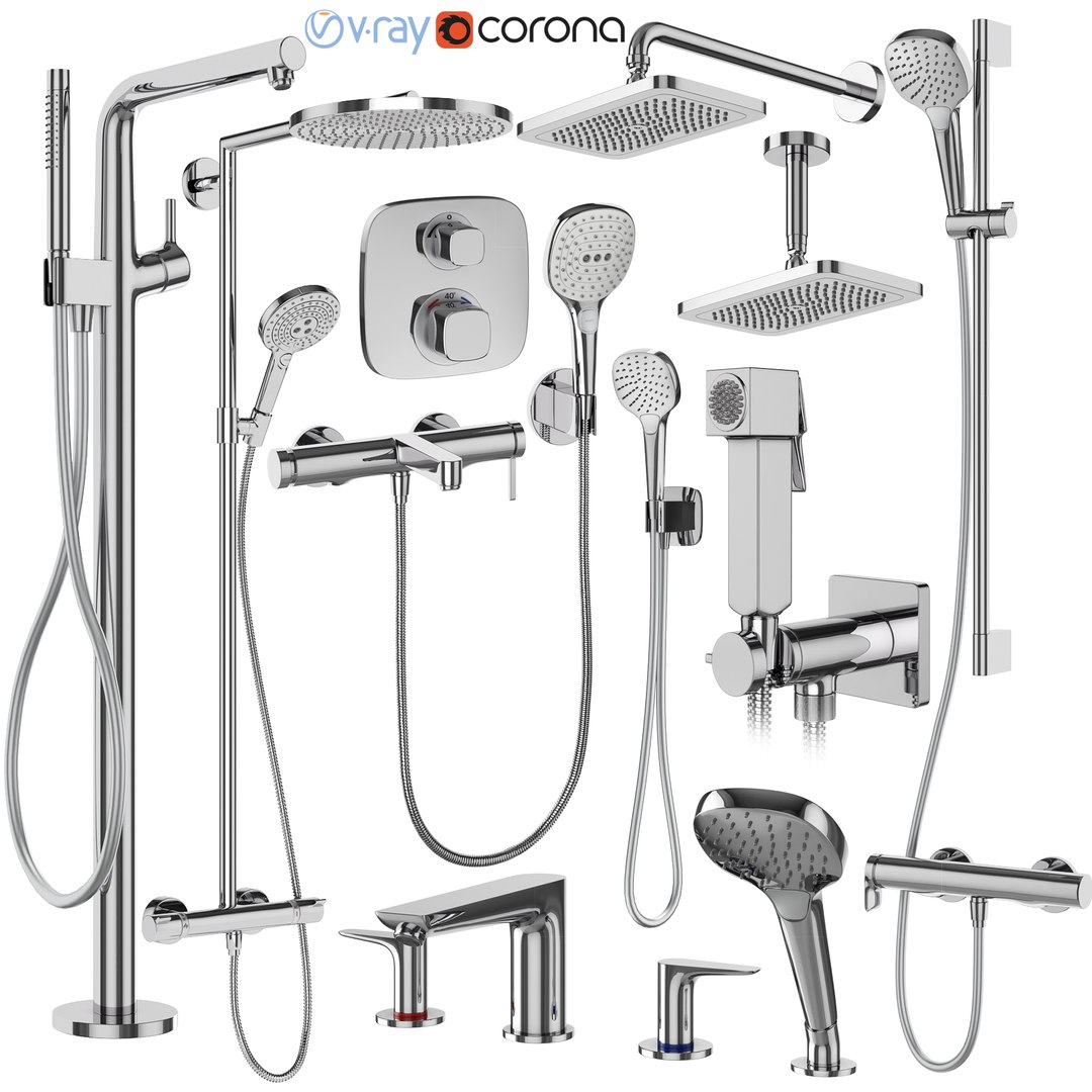 Faucets And Shower Systems Hansgrohe Set 174 3D Model - TurboSquid 1955359