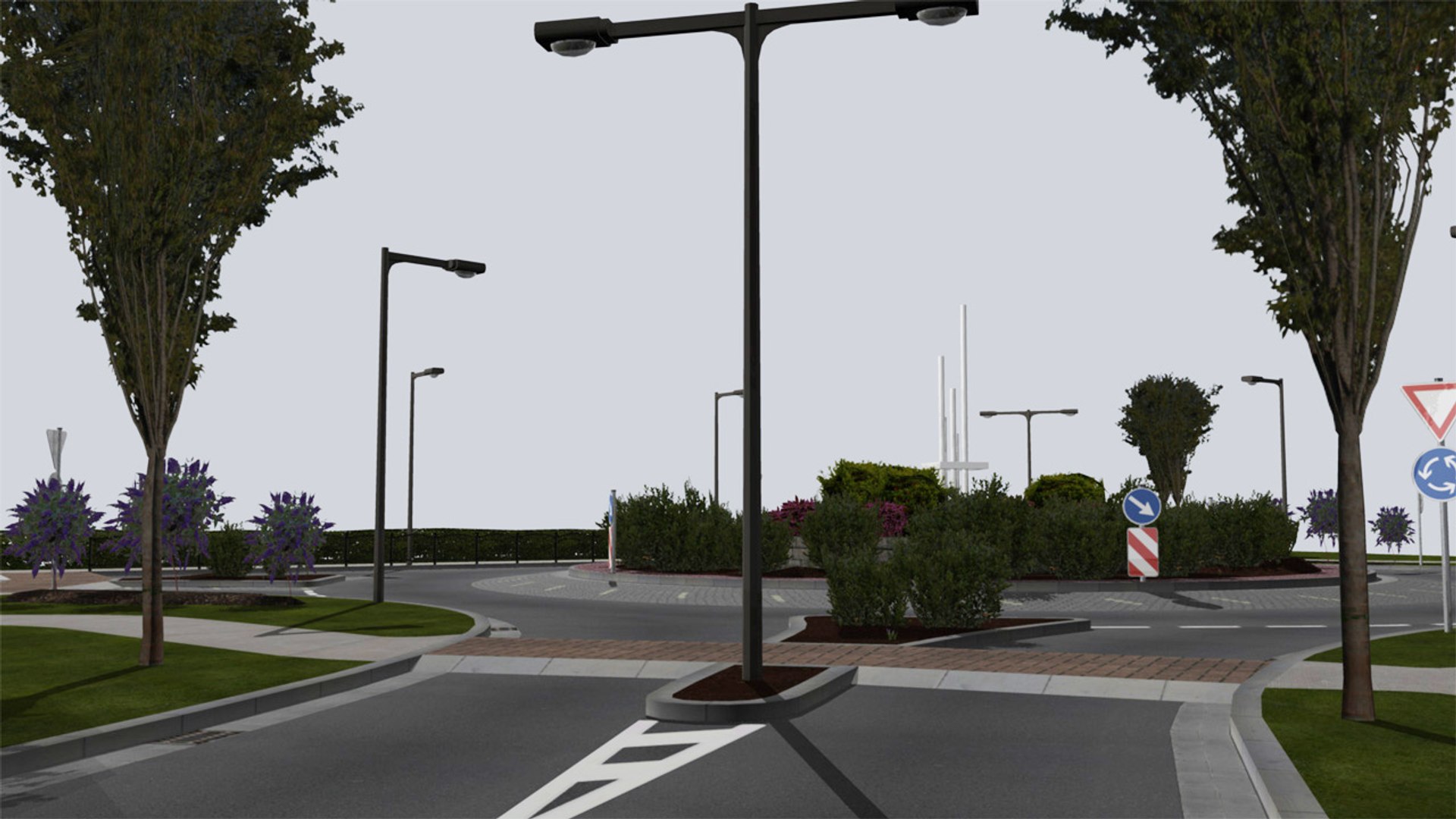 Roundabout Tree Street Signs 3d Model