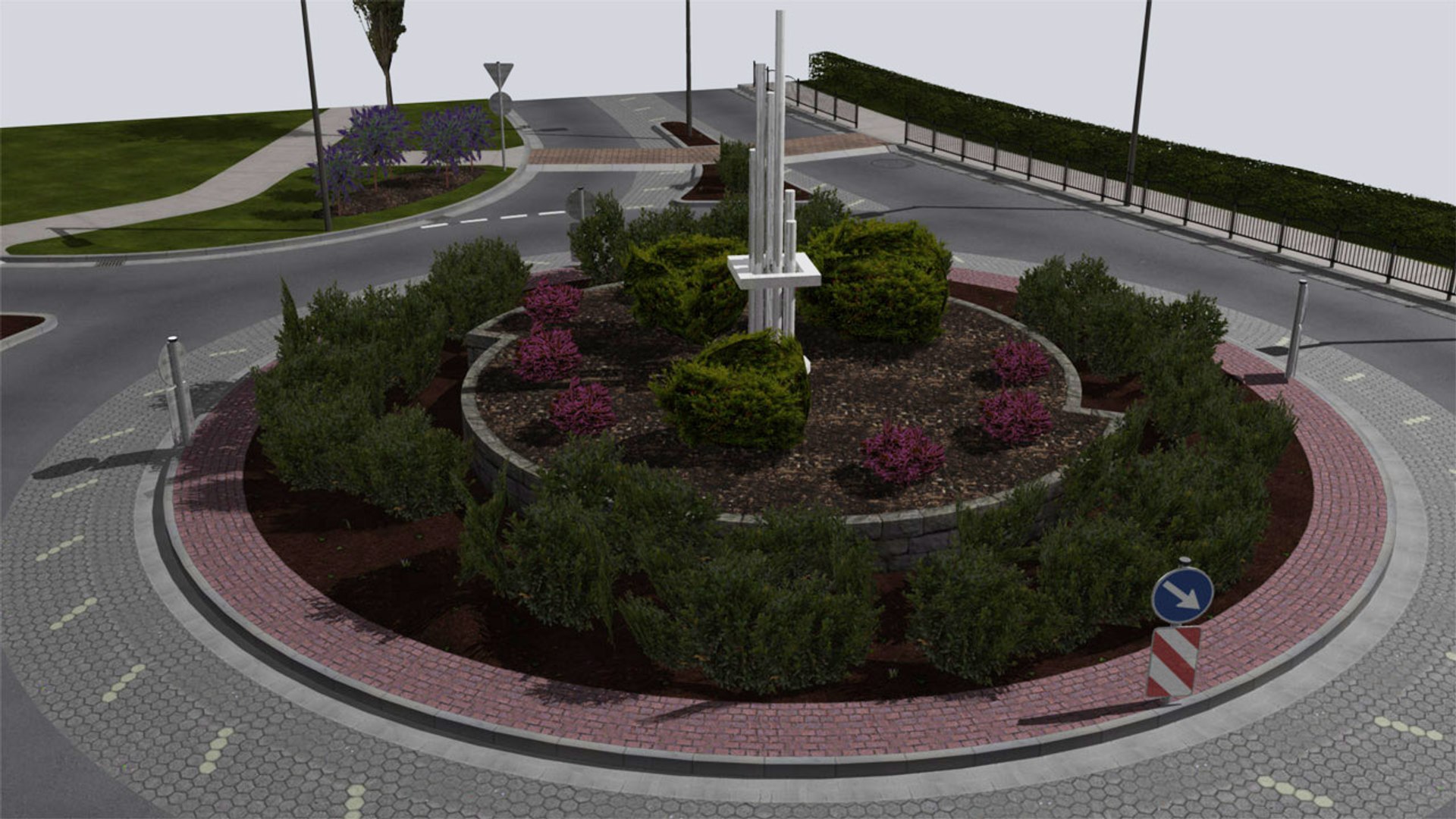 Roundabout Tree Street Signs 3d Model