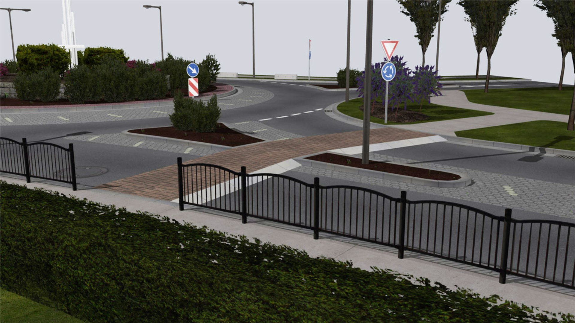 Roundabout Tree Street Signs 3d Model