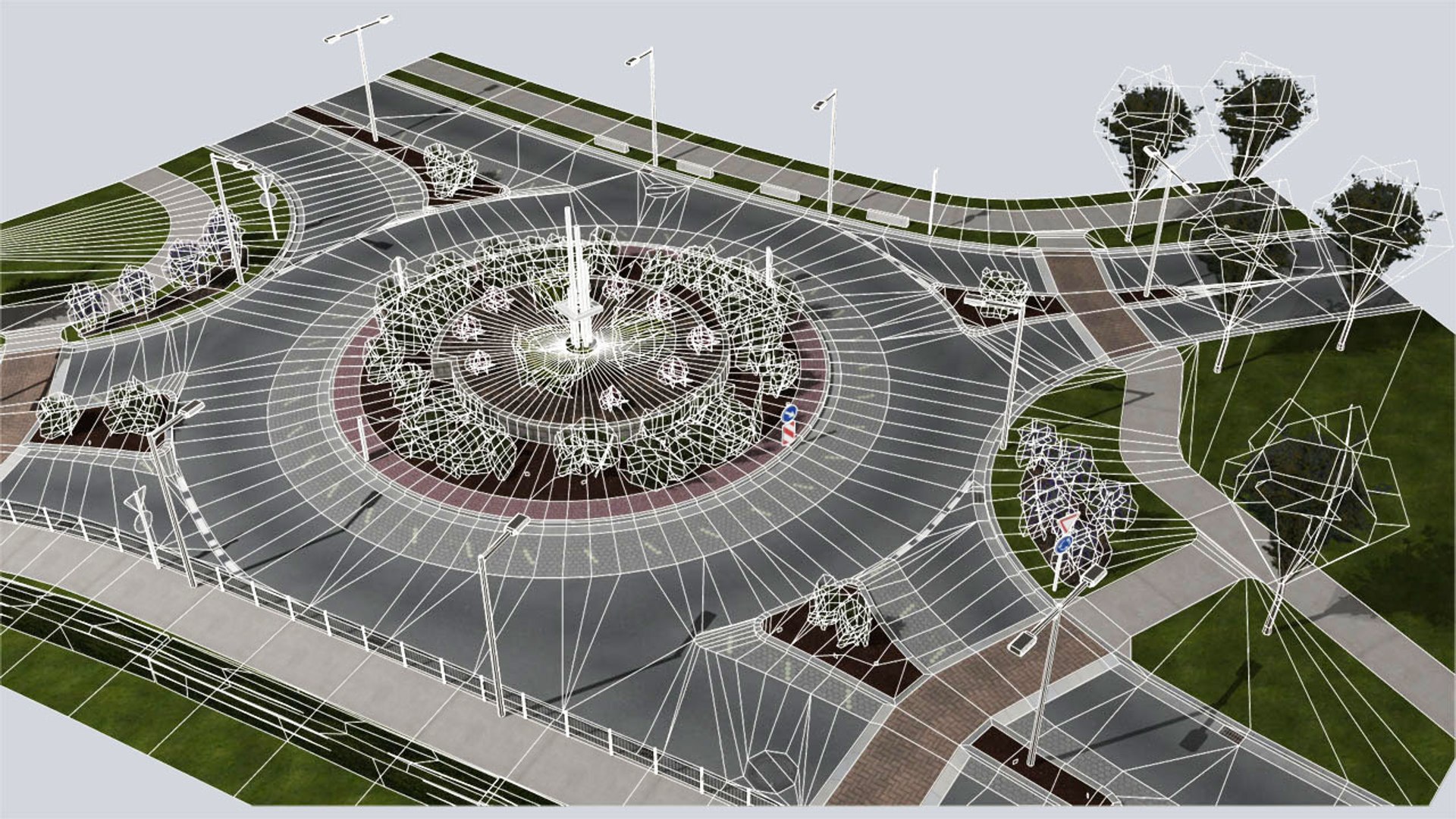 Roundabout Tree Street Signs 3d Model