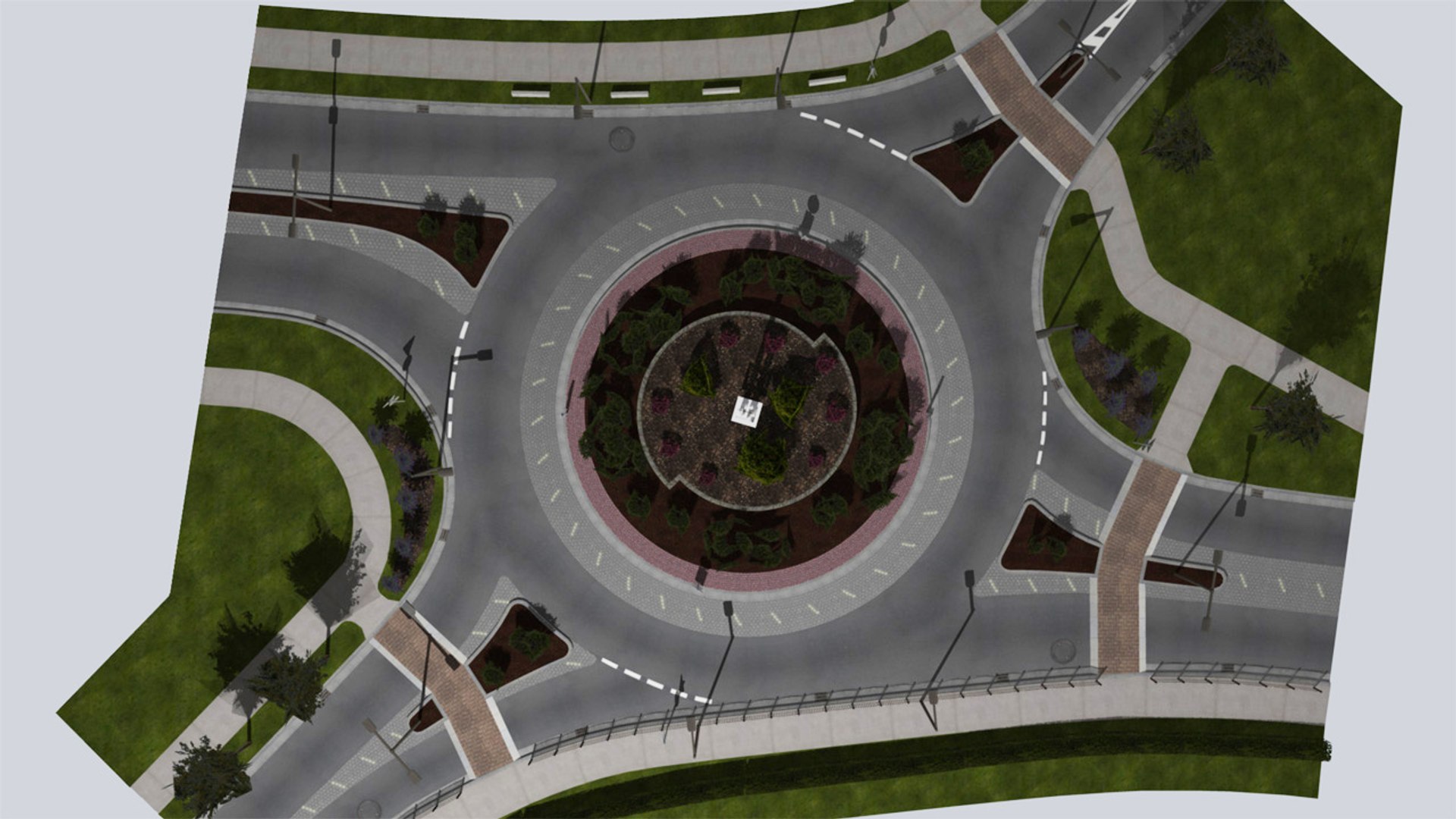Roundabout Tree Street Signs 3d Model